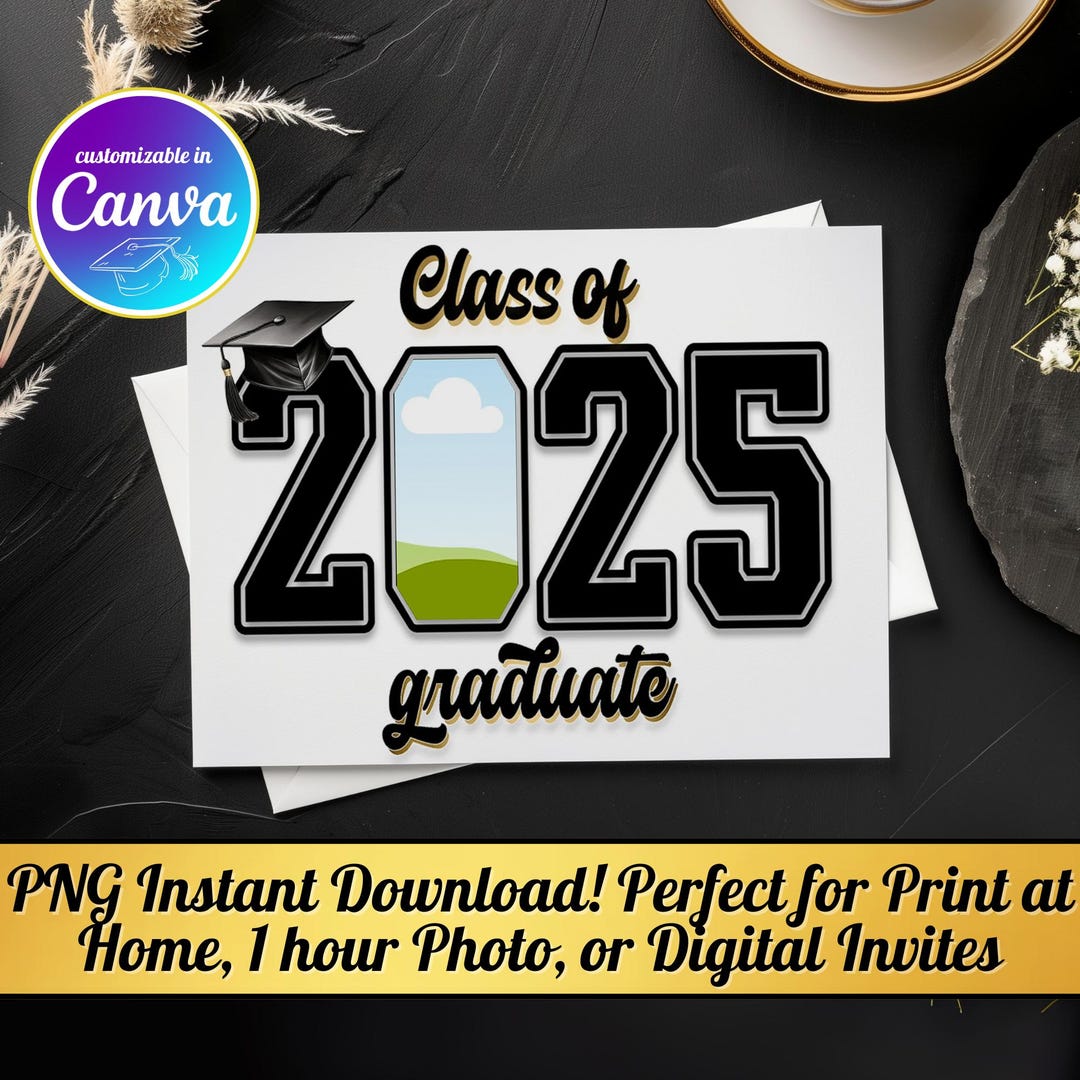 Editable Class of 2025 Graduation Invitation Template With Photo Canva ...
