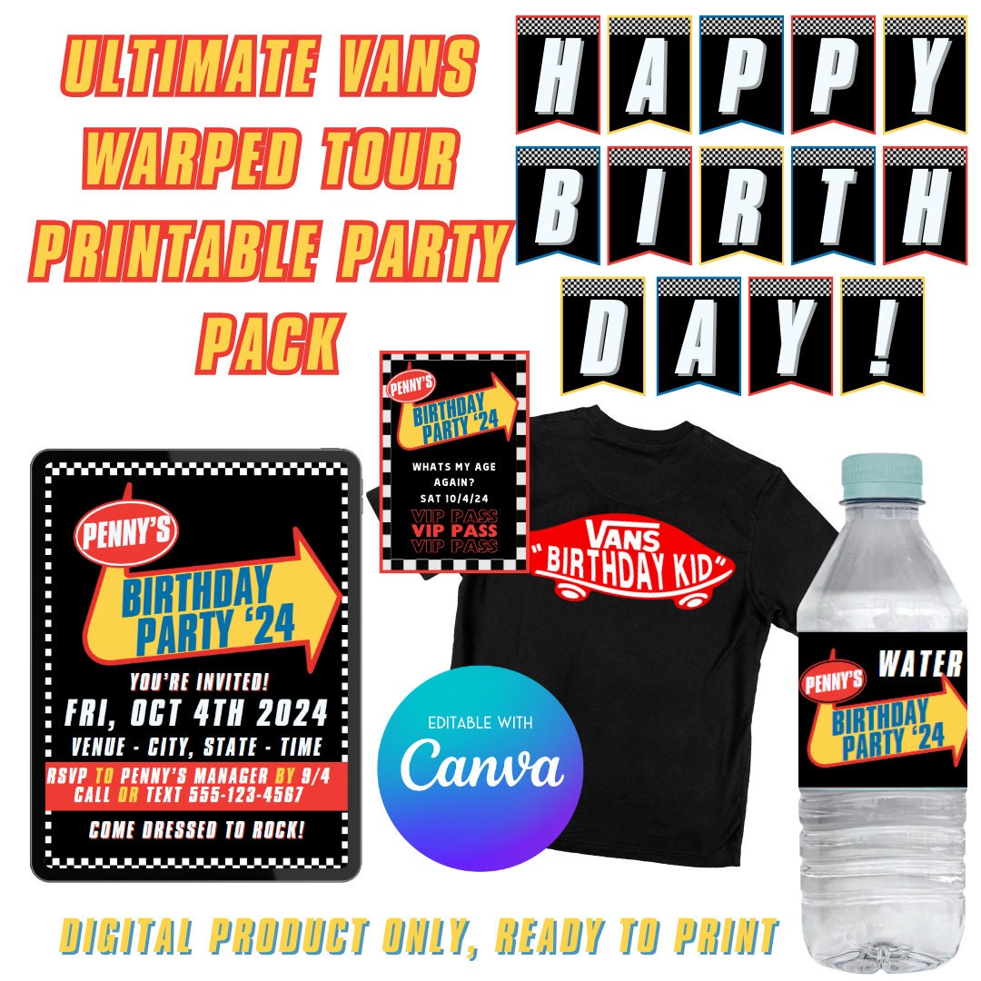 Vans Birthday Party Printables | Skateboarding Theme (digital Download ...