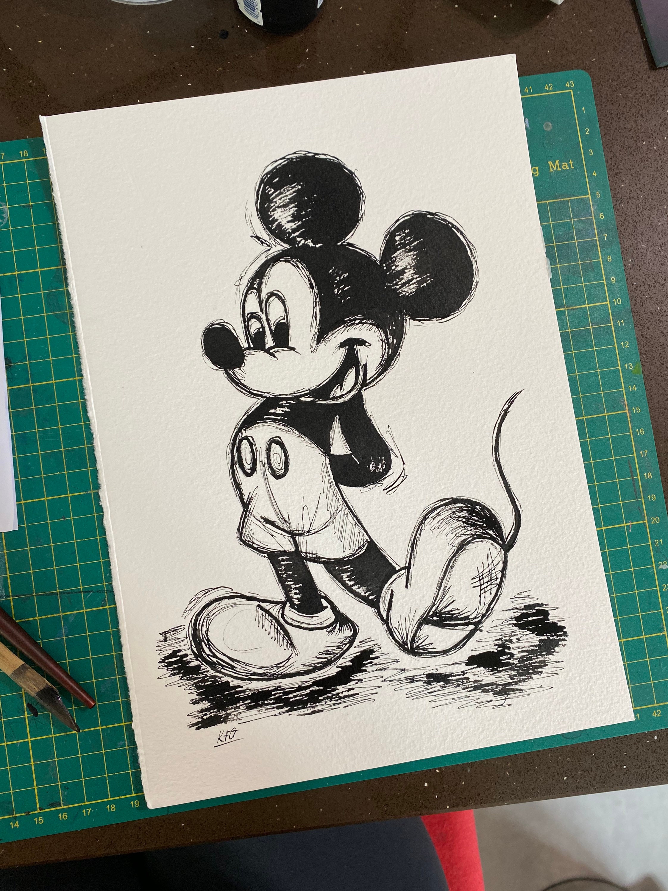 Disney Mickey Mouse Ink Painting - Etsy