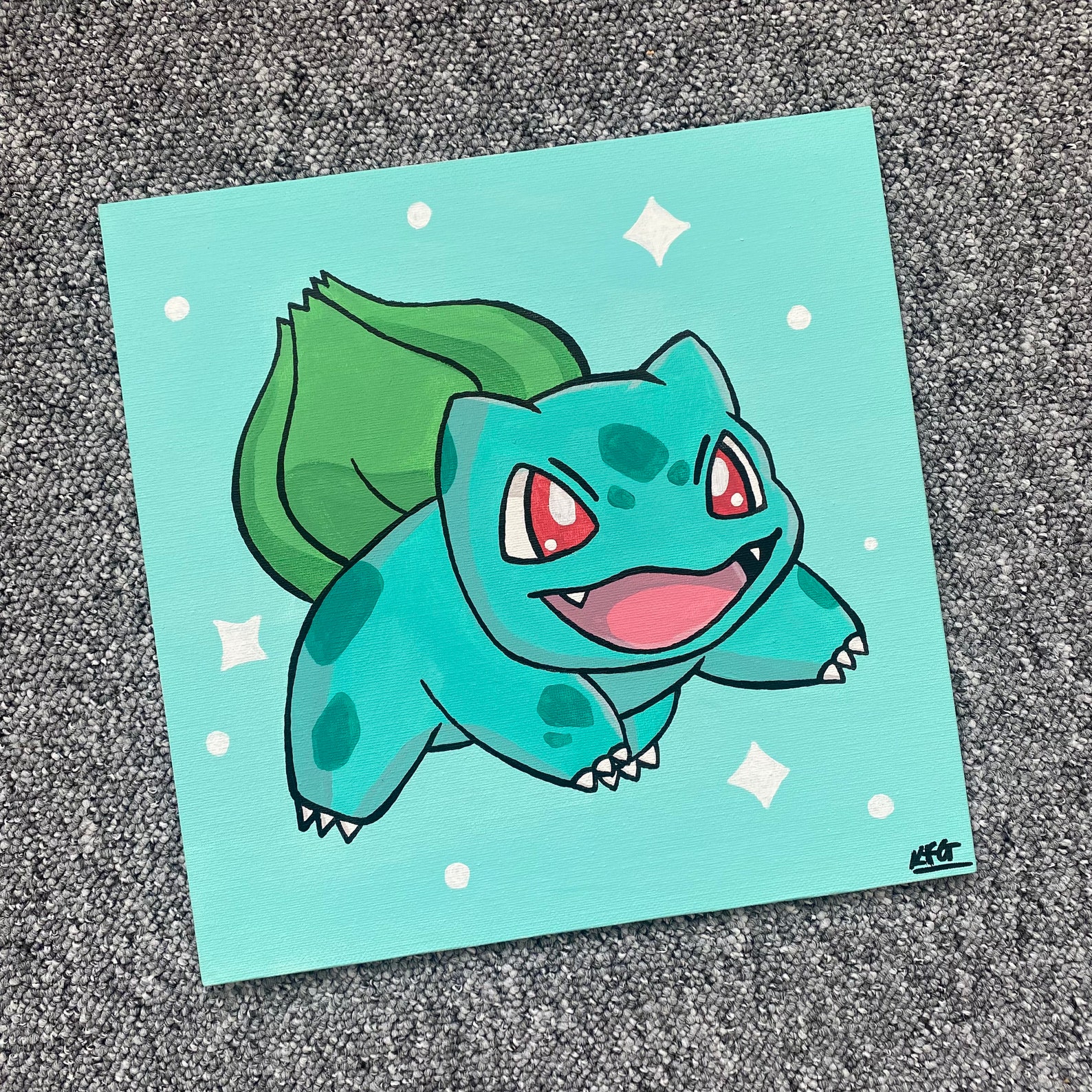 Pokemon bulbasaur Acrylic Painting on Flat 30x30cm Canvas - Etsy