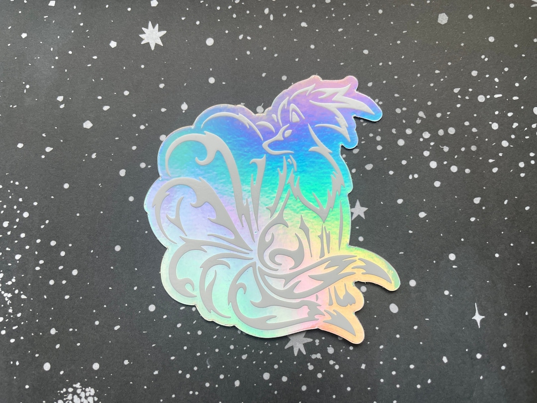 Kitsune Sticker Holographic Tribal Sticker Mythical Kitsune Nine Tailed ...