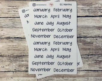 SCRIPT MONTH Planner Stickers Flourish Minimal Neutral - Etsy