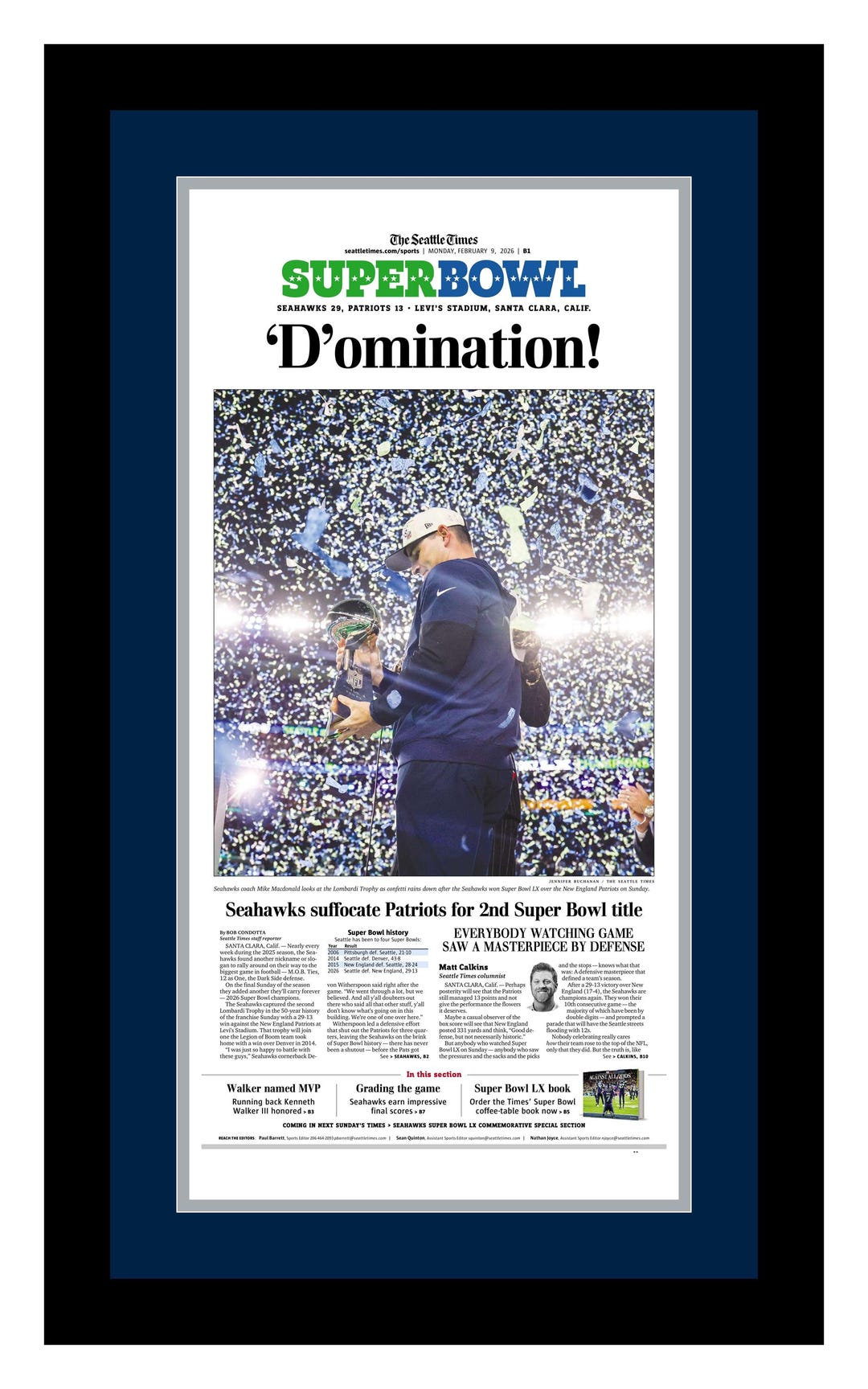 Seattle Seahawks - 2026 NFL Super Bowl Champions - Seattle Times ...