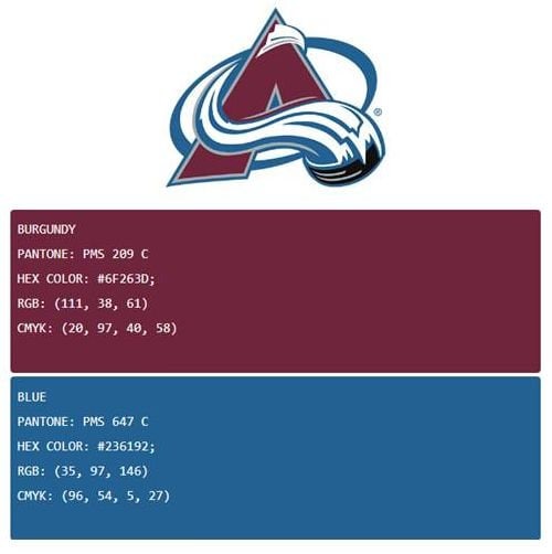 Colorado Avalanche Color Codes