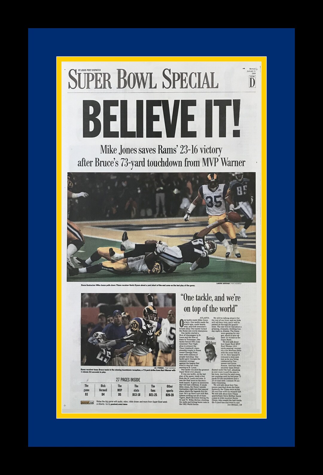St. Louis Rams - 2000 NFL Champions - St. Louis Post Dispatch ...