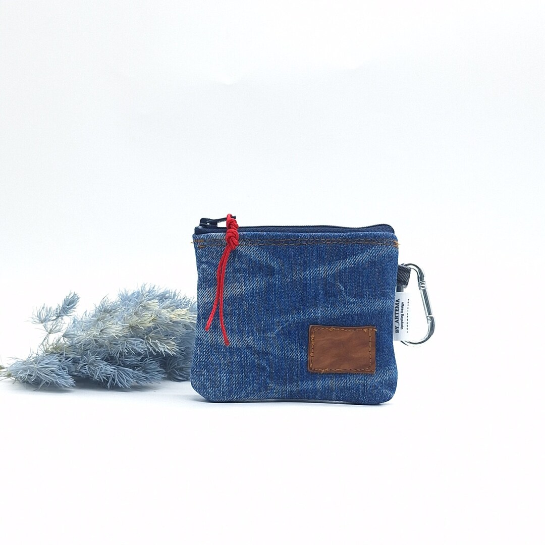 Denim Wallet , Denim Keychain , Recycled Denim Wallet , Small Denim ...