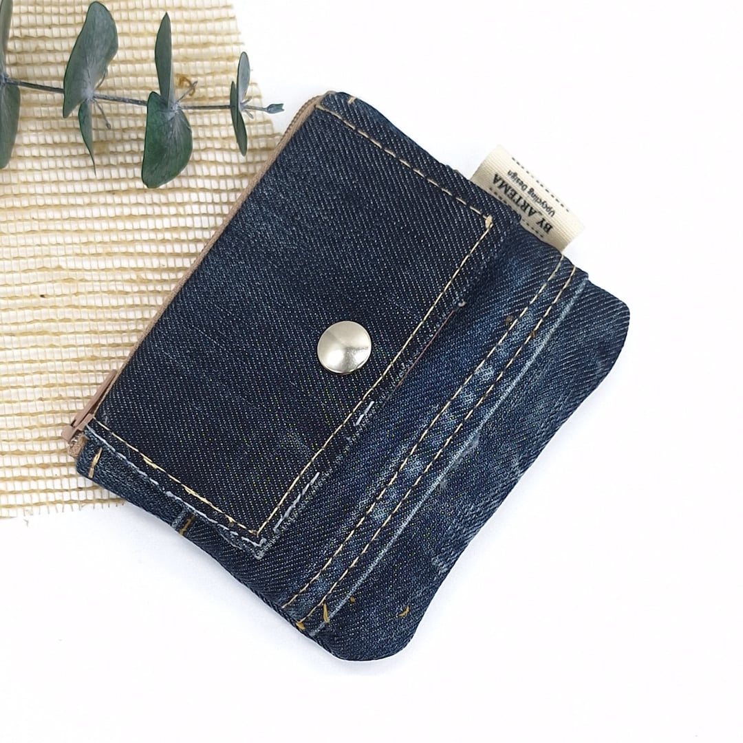 Denim Wallet Upcycled Denim Credit Card Holder Jeans Coin - Etsy