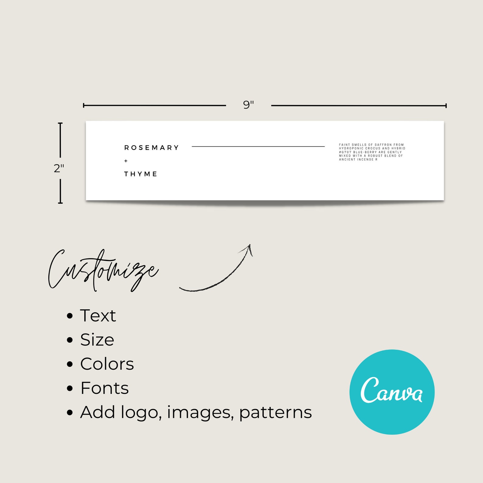 Cosmetic Label Template Canva Belly Band Minimal Printable - Etsy