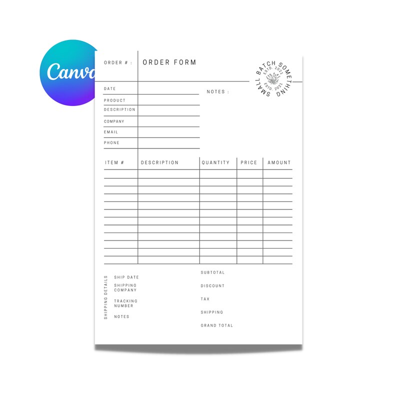 Order Form Template A4 Size Canva Template Change the Colors, Fonts ...