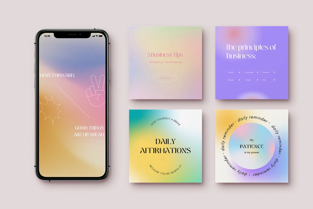 50 Colorful Gradient Instagram Post Templates for Canva - Etsy