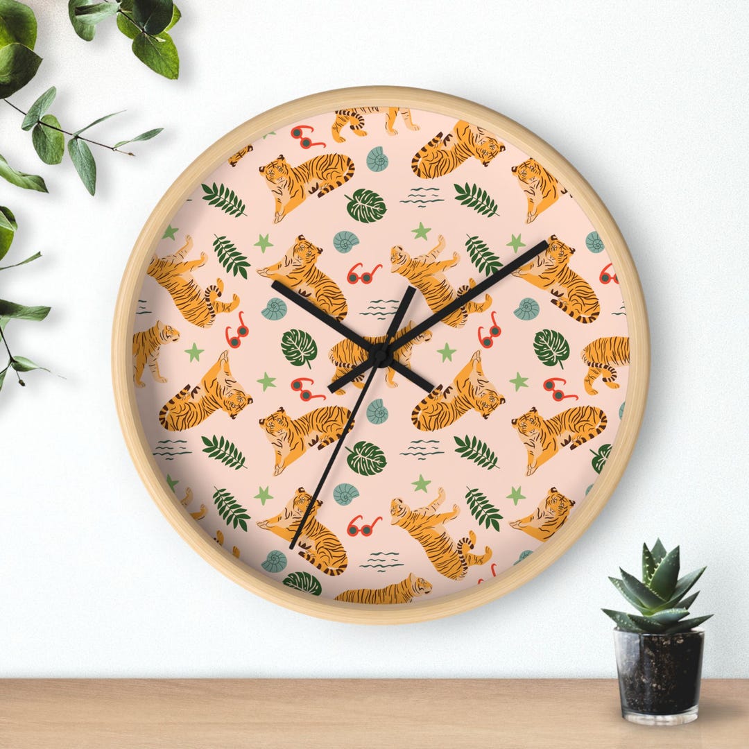 Tropical Tiger Wall Clock, Jungle Home Decor, Animal Lovers Gift, Kids ...