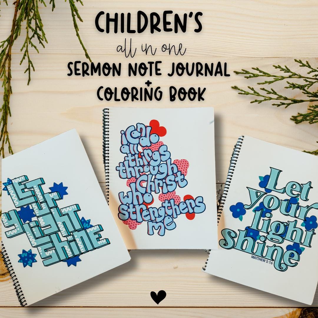 Kids Sermon Note Journal + Coloring Book - All in One - Etsy