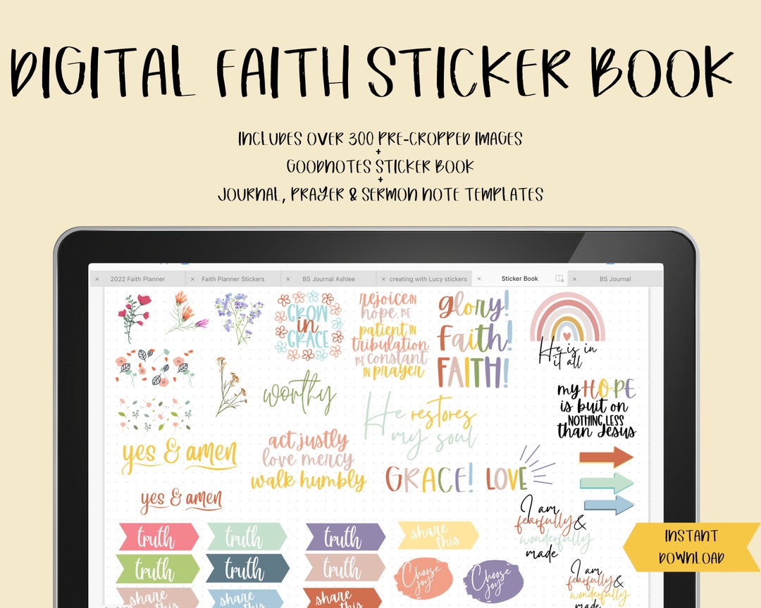 Digital Faith Sticker Book, Individual Png's, Precropped Goodnotes ...