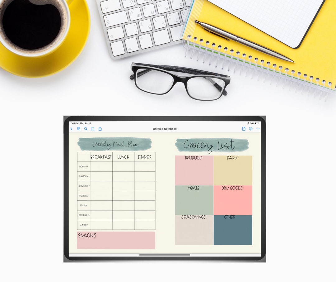 DIGITAL INSERT - Meal Plan Template - Etsy