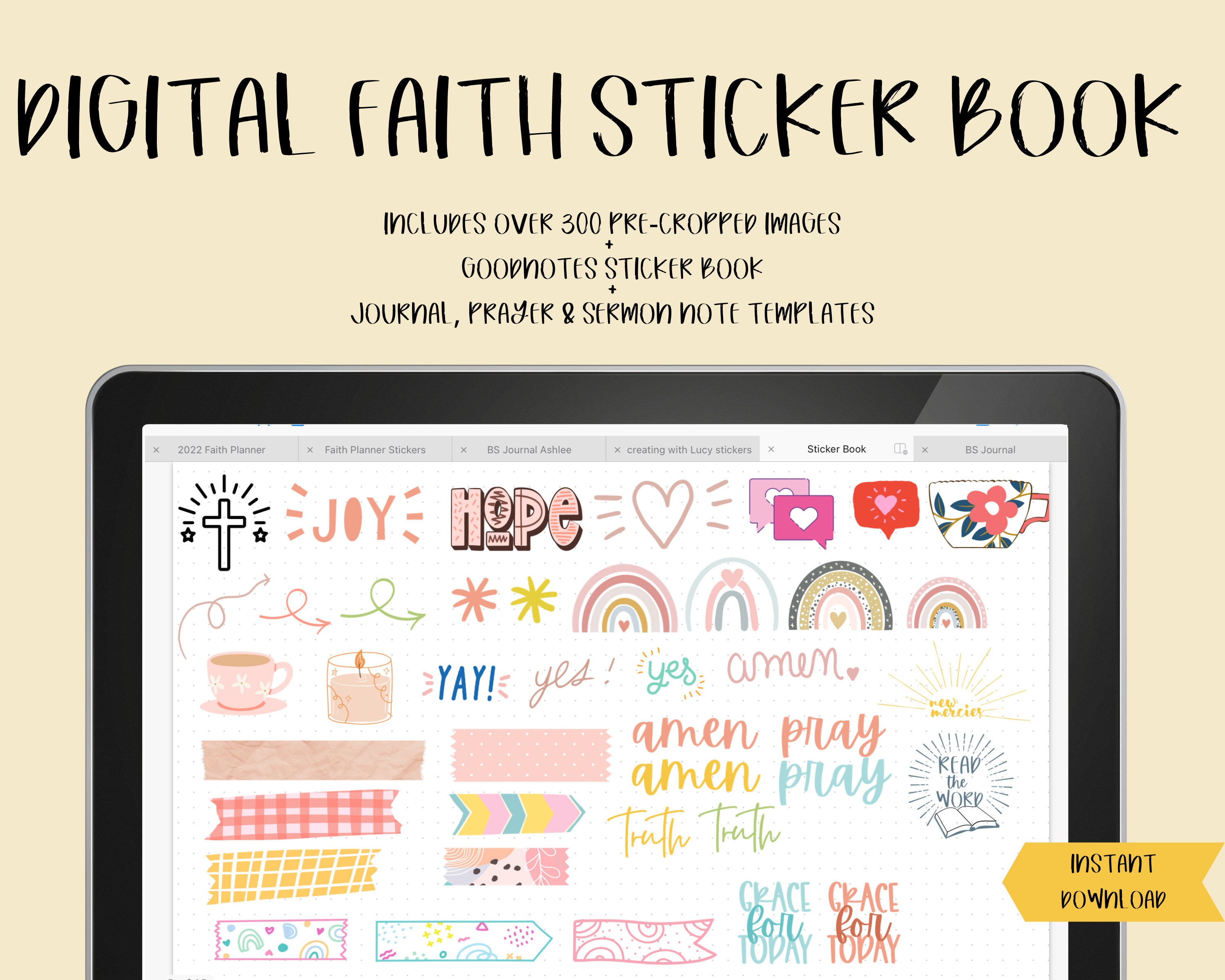 Digital Faith Sticker Book, Individual Png's, Precropped Goodnotes ...