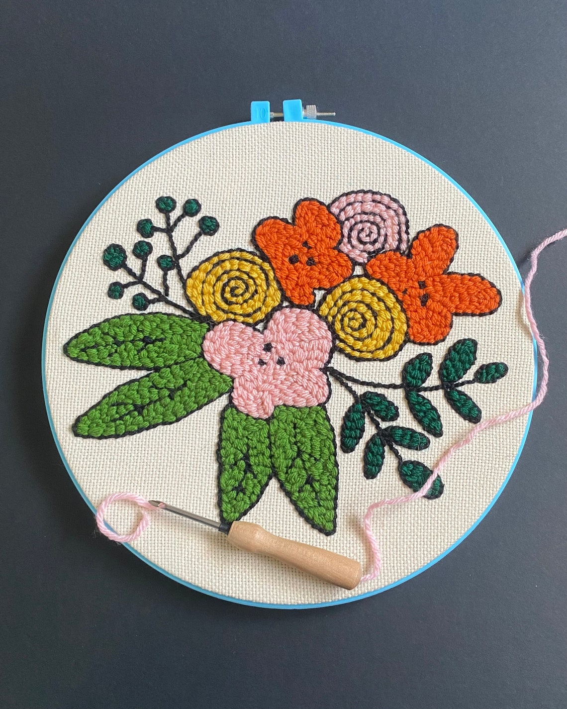 Flower Punch Needle Pattern Design Printable Template PDF - Etsy