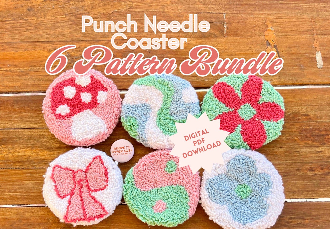 COASTER Punch Needle Embroidery Pattern Bundle, 6 Printable Templates ...