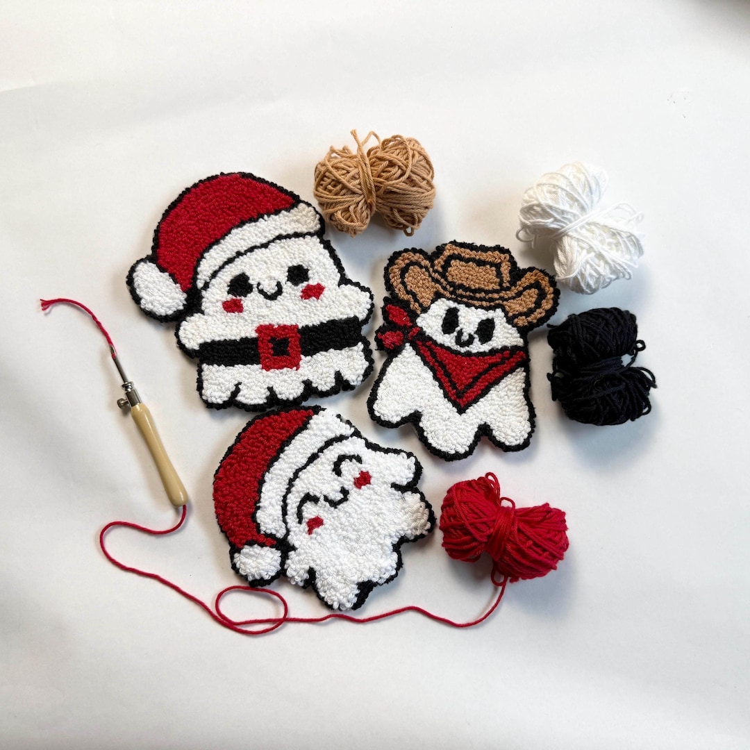 DIY Christmas Ghost Punch Needle Kit | Santa & Cowboy Complete Beginner ...