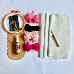 PUNCH NEEDLE Rug Coaster Kit | Beginner DIY Craft Gift Set | Valentine ...