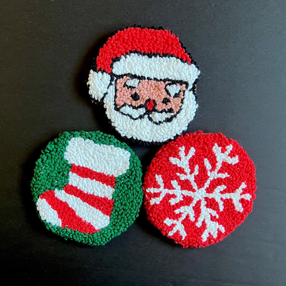 Punch Needle Mug Rug Coaster Kit | Christmas Holiday Craft Gift Set DIY ...