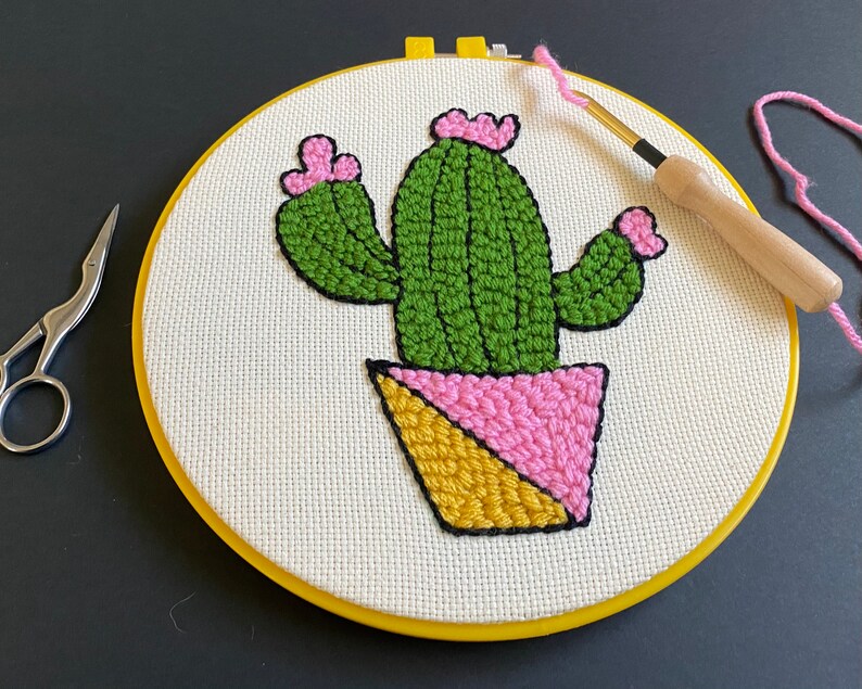 Cactus Punch Needle Embroidery Pattern Printable Template - Etsy