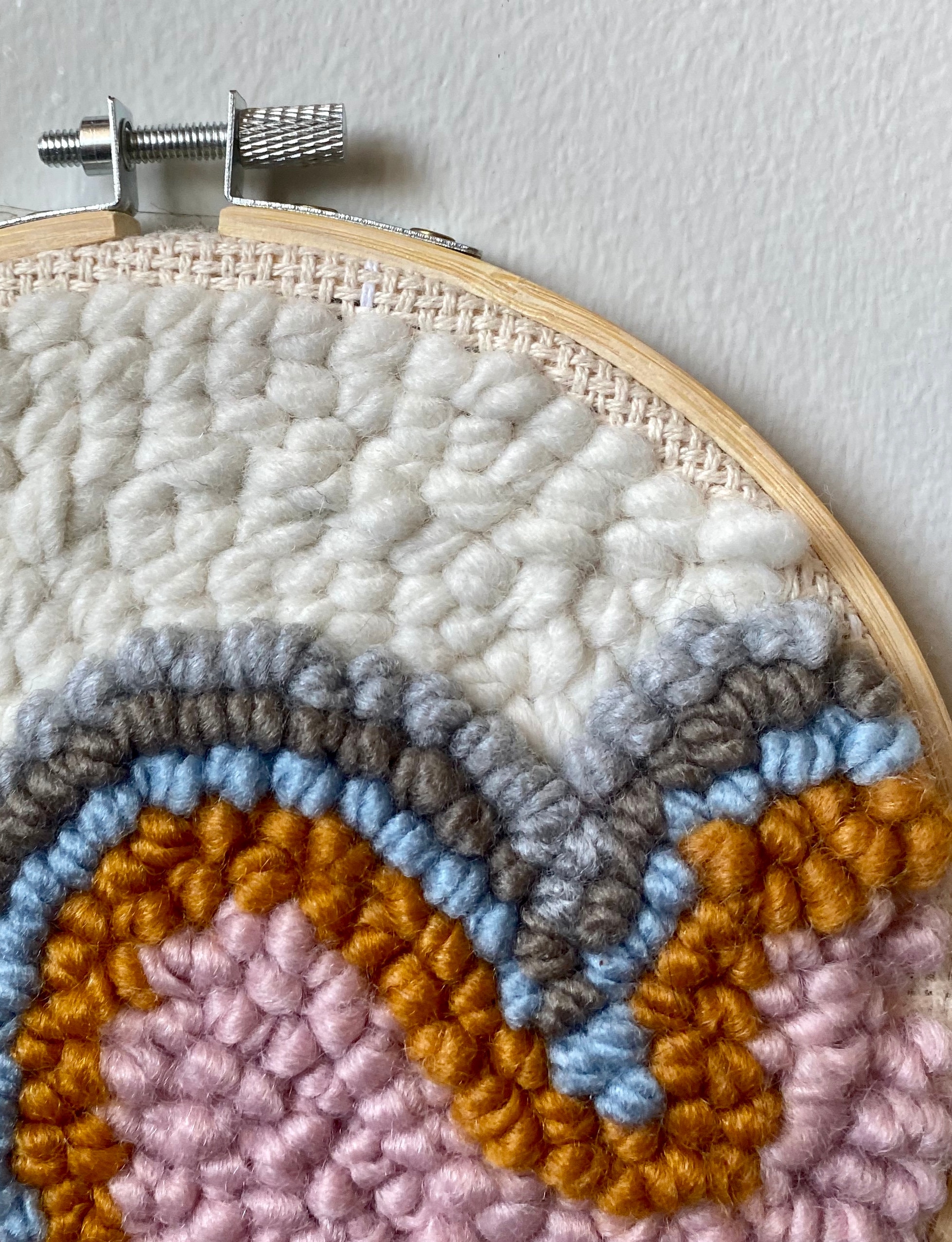 Punch Needle Wall Art, Embroidery Hoop Fiber Art Hanging Neutral Color ...