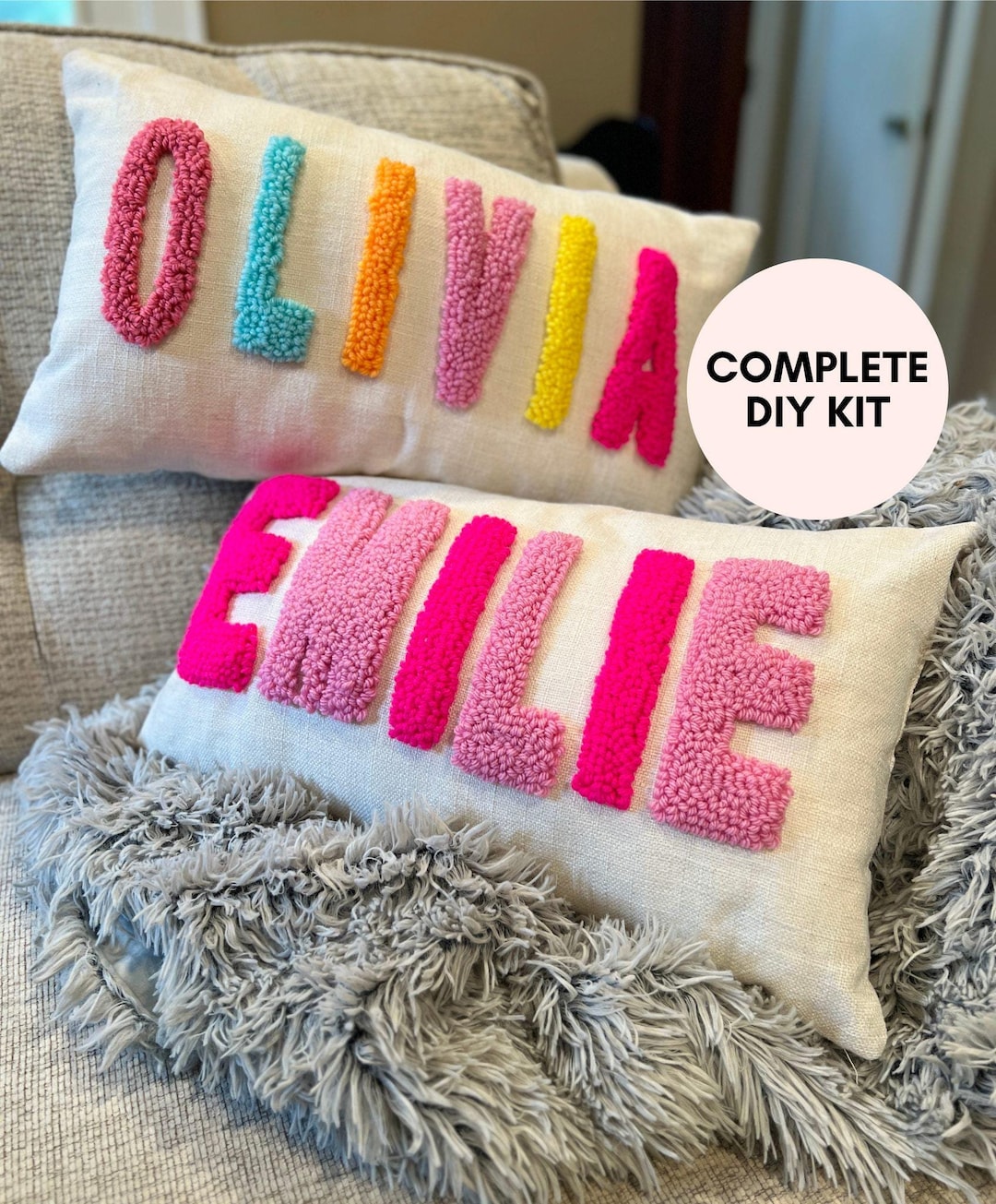 Personalized Name Punch Needle Pillow Kit, Custom DIY Punch Needle ...