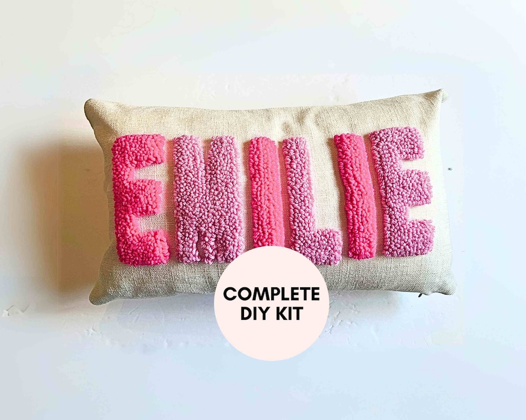 Personalized Name Punch Needle Pillow Kit, Custom DIY Punch Needle ...