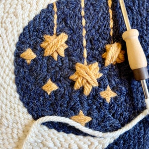 Beginner Punch Needle Embroidery DIY Kit | Celestial Moon and Stars ...