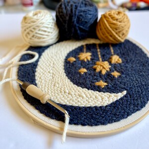 Beginner Punch Needle Embroidery DIY Kit | Celestial Moon and Stars ...