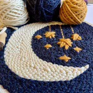 Beginner Punch Needle Embroidery DIY Kit | Celestial Moon and Stars ...
