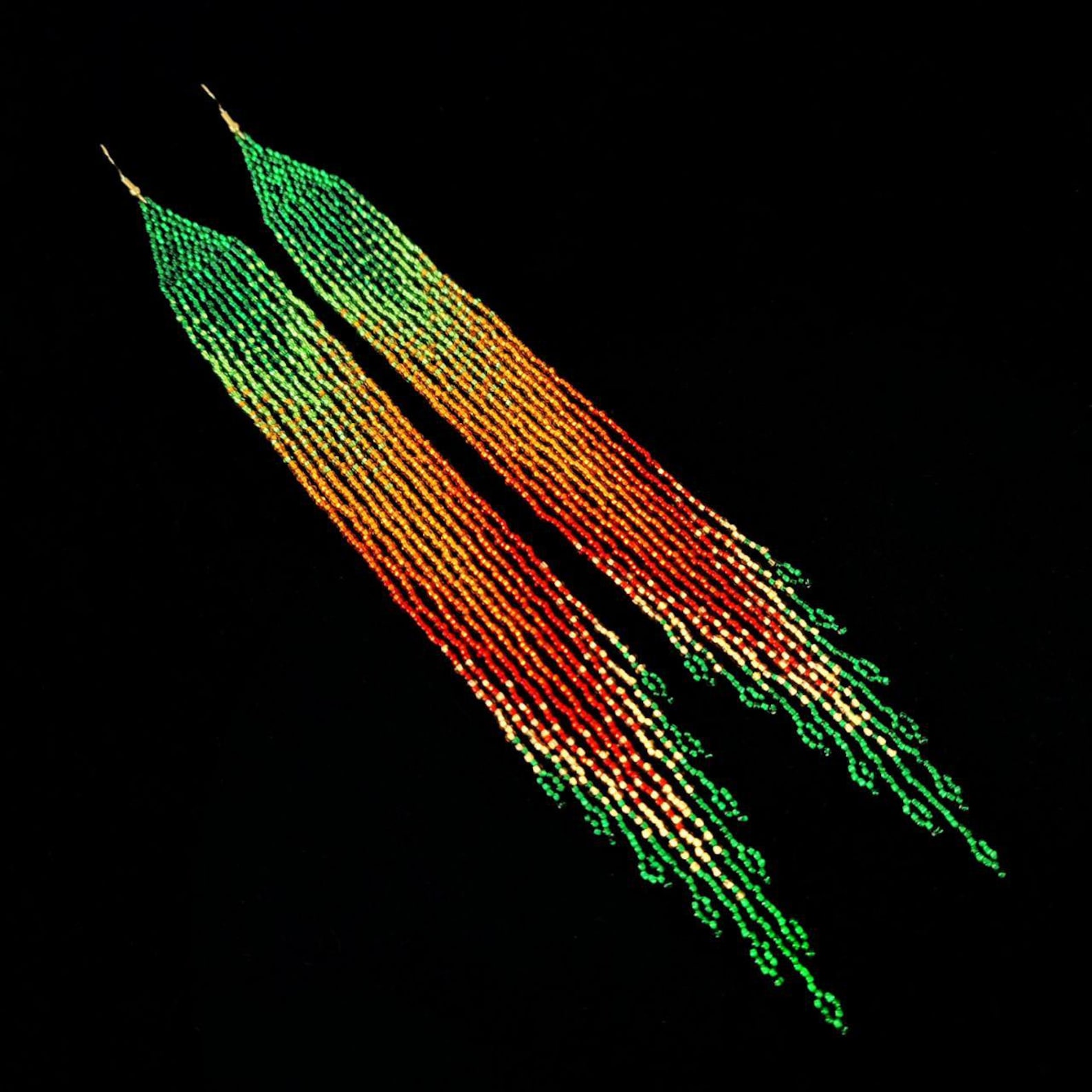 Extra-long Gradient Beaded Fringe Earrings – Boho Chic Handmade Jewelry ...