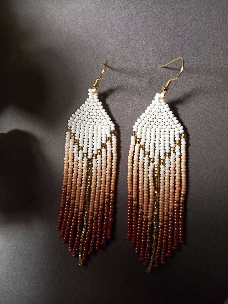 Long Beaded Fringe Earrings Dangle Earrings Boho Jewelry - Etsy