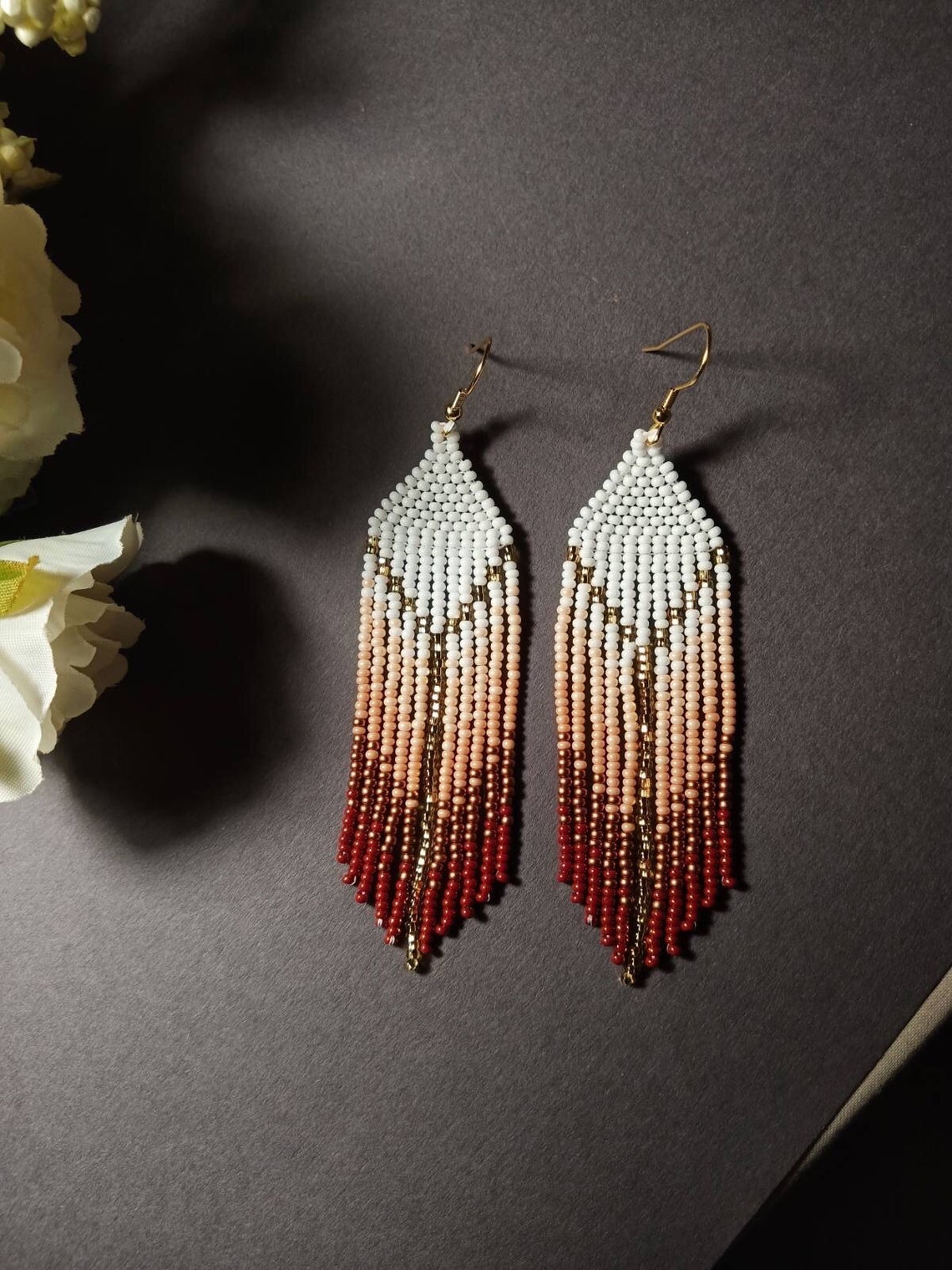 Long Beaded Fringe Earrings Dangle Earrings Boho Jewelry - Etsy