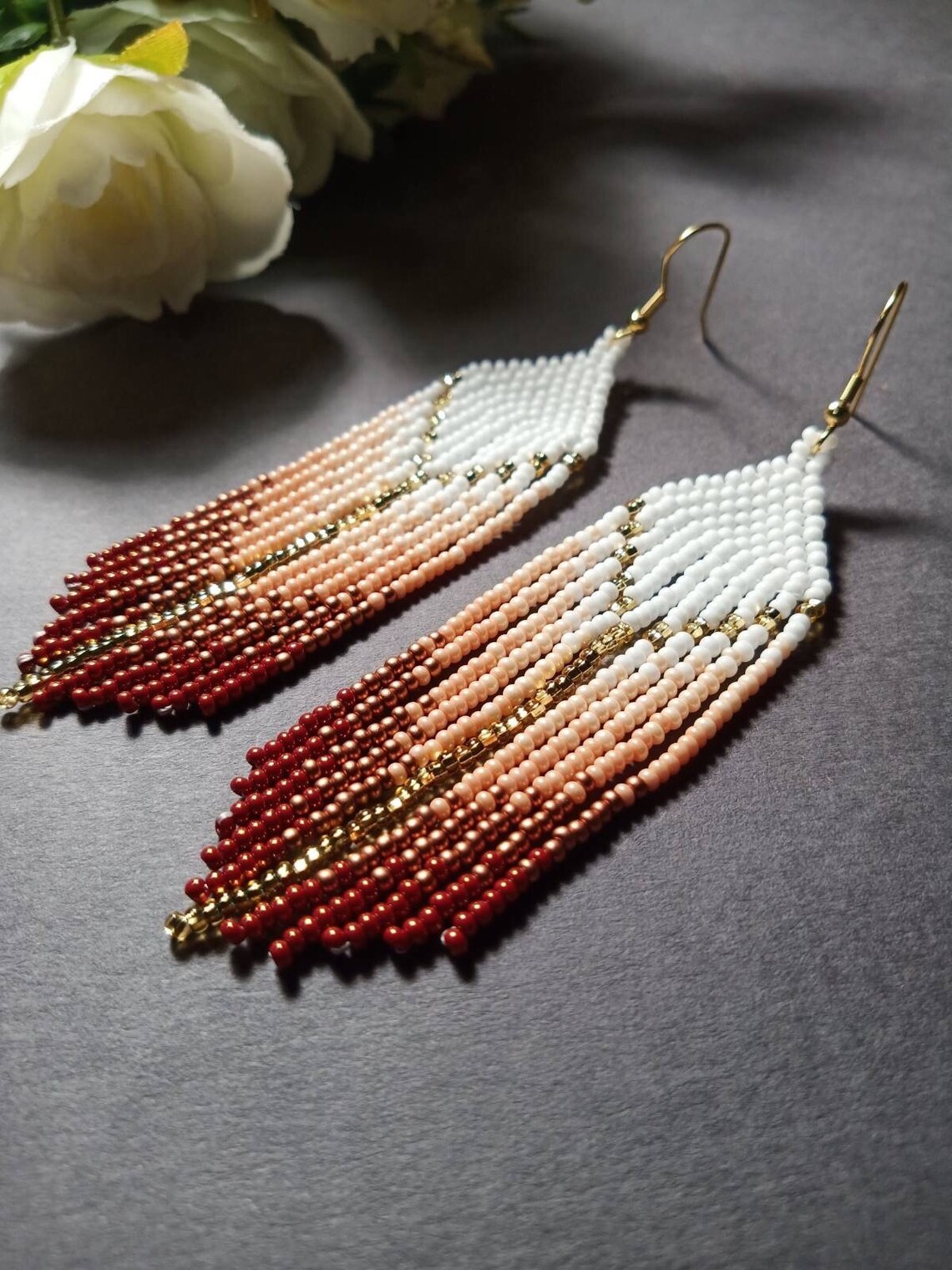 Long Beaded Fringe Earrings Dangle Earrings Boho Jewelry - Etsy