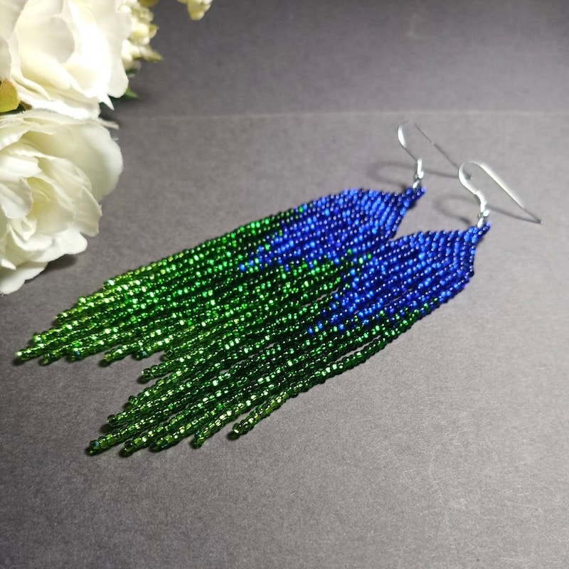 Blue Green Earrings - Etsy