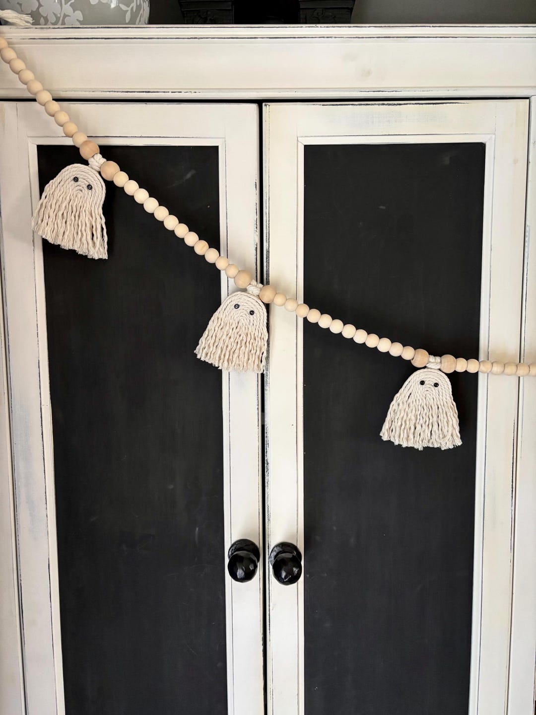 Spooky Ghost Garland: Farmhouse Halloween Decor, 5ft - Etsy