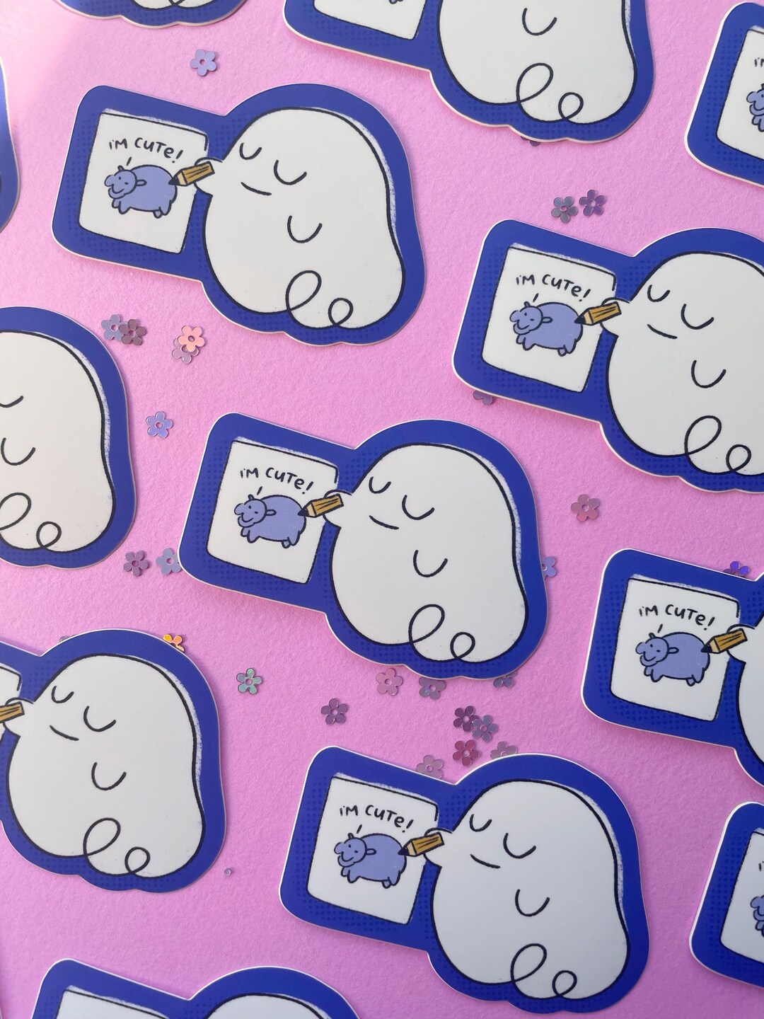 Ghost Sketching Cute Hippo Matte Sticker Fred Lanthier - Etsy