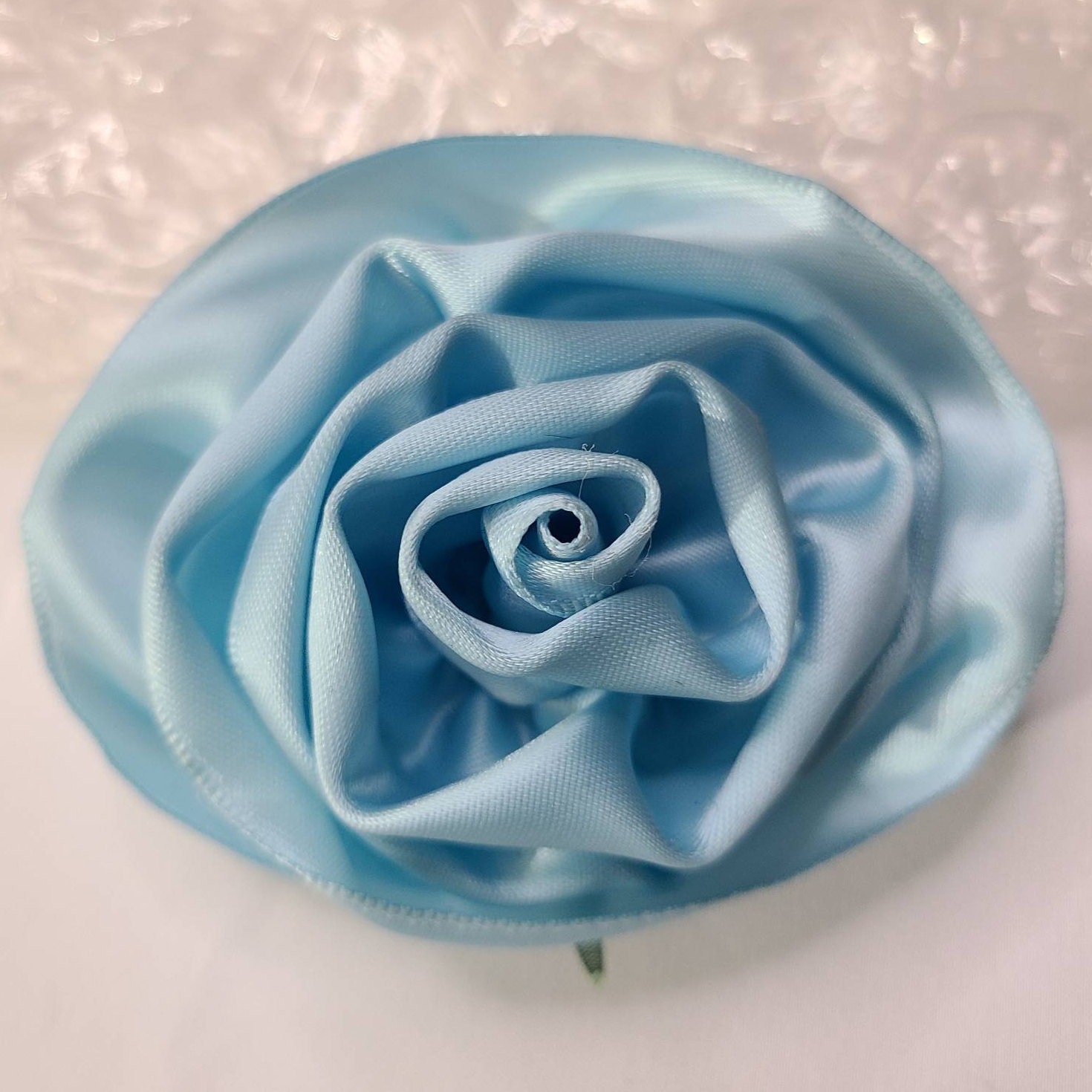 Light Blue Satin Rose Pin Brooch/hair Clip, Handmade Ribbon Rose Brooch ...