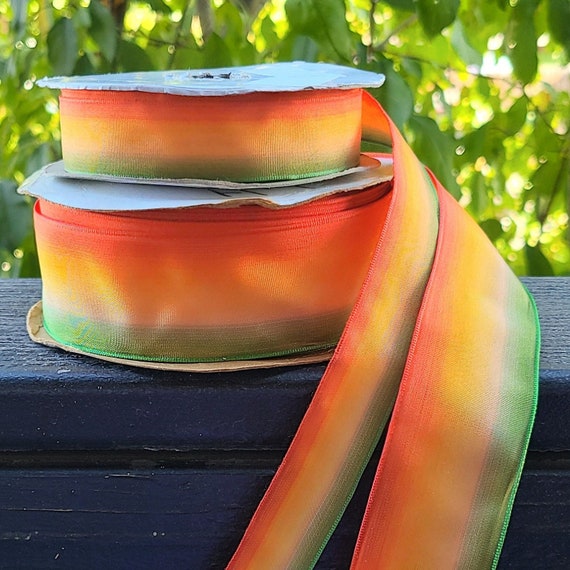 French Wired Ombre Ribbon Orange Gold Green harvest | Etsy