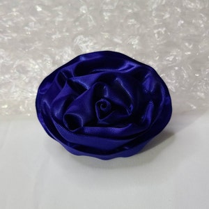 Royal Blue Satin Rose Pin Brooch/hair Clip, Handmade Ribbon Rose Brooch ...