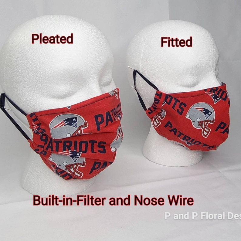 Patriots Face Mask, Built-in Filter, Nose Wire, Reversible Cotton - Etsy