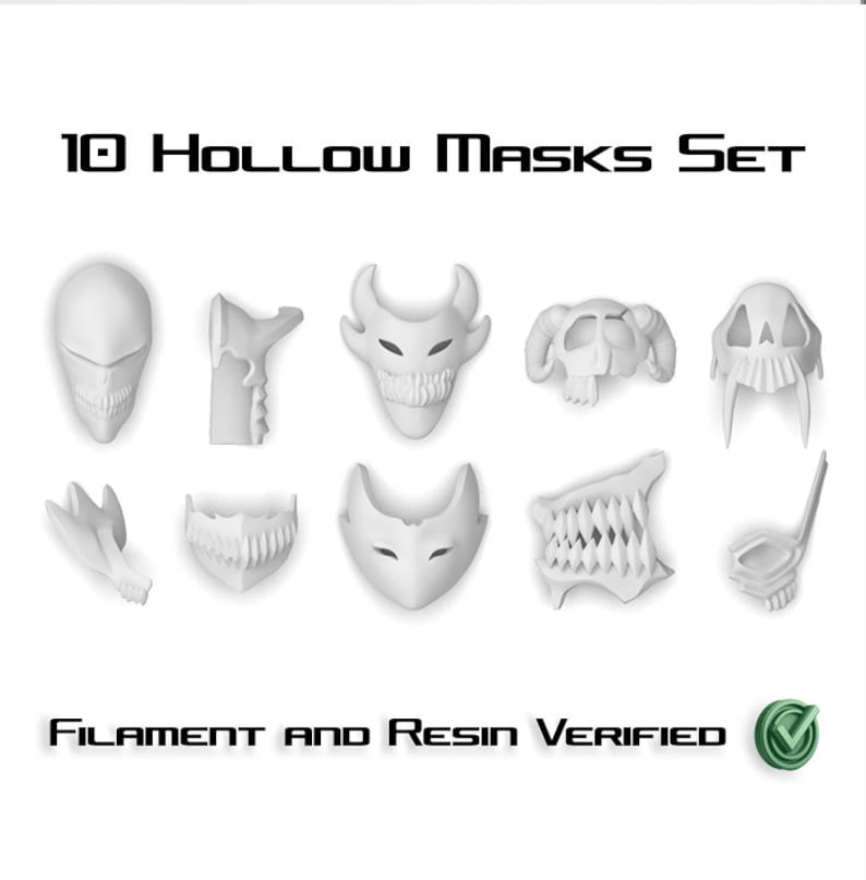 10 Arrancar Hollow Masks Pack - Anime & Manga - 3D Printable Model Only ...