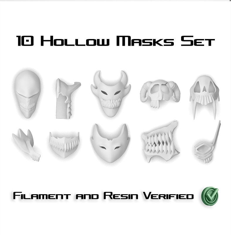 10 Arrancar Hollow Masks Pack - Anime & Manga - 3D Printable Model Only ...