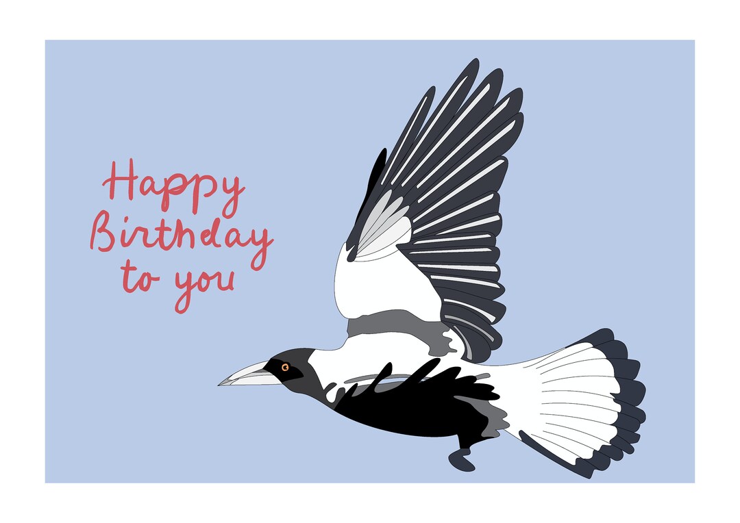 Magpie Art Happy Birthday to You A7 Greeting Card Original Australian ...