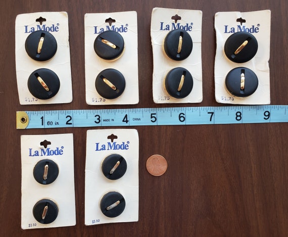 12 Vintage Retro Round Black and Gold La Mode Buttons on - Etsy