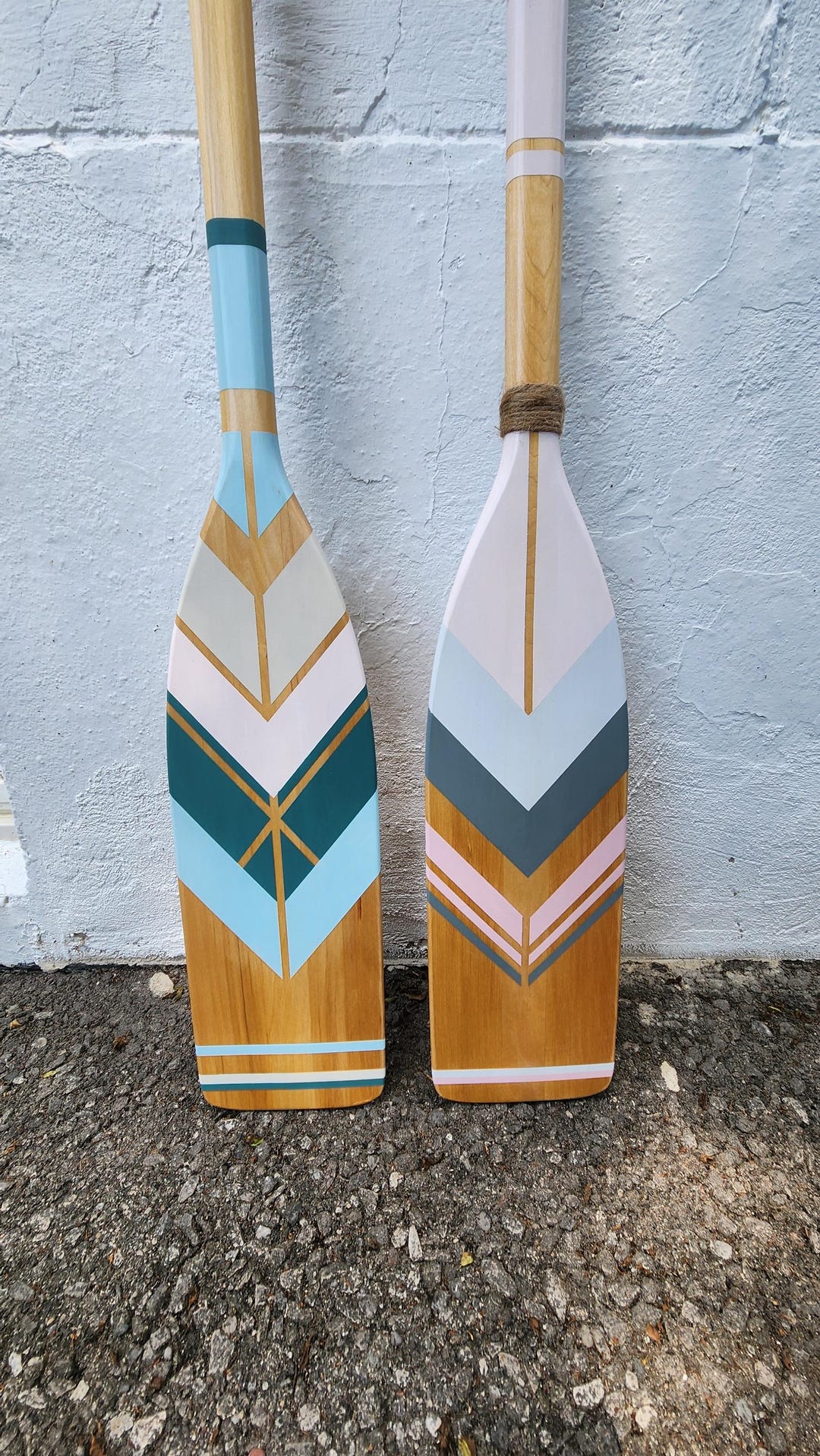 Hand Painted Decorative Oar: Pastel Chevron Wood Wall Art - Etsy