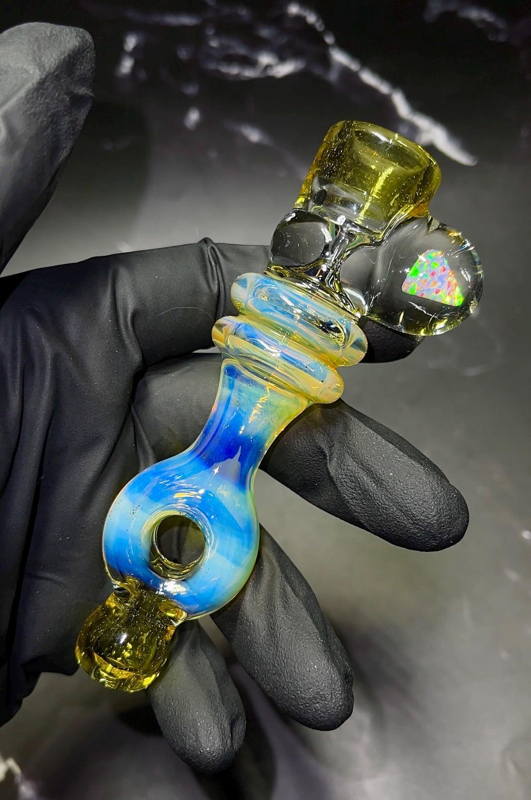 Silver Fume Donut Pipe With Opal - Hippy Gift- Deadhead Gift- Phish ...