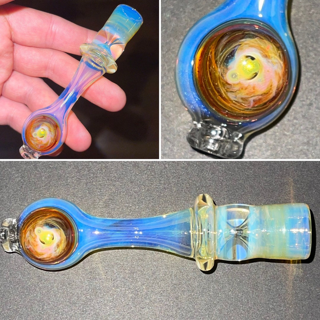 Silver Fume Planetary Pipe Silver Fume Glass One Hitter Chillum Heady Glass Phish Gift the Disco ...