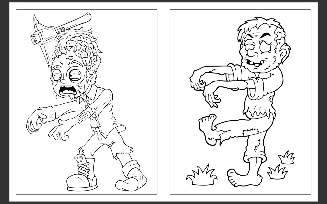 21 Page Digital Zombie Coloring Book - Etsy